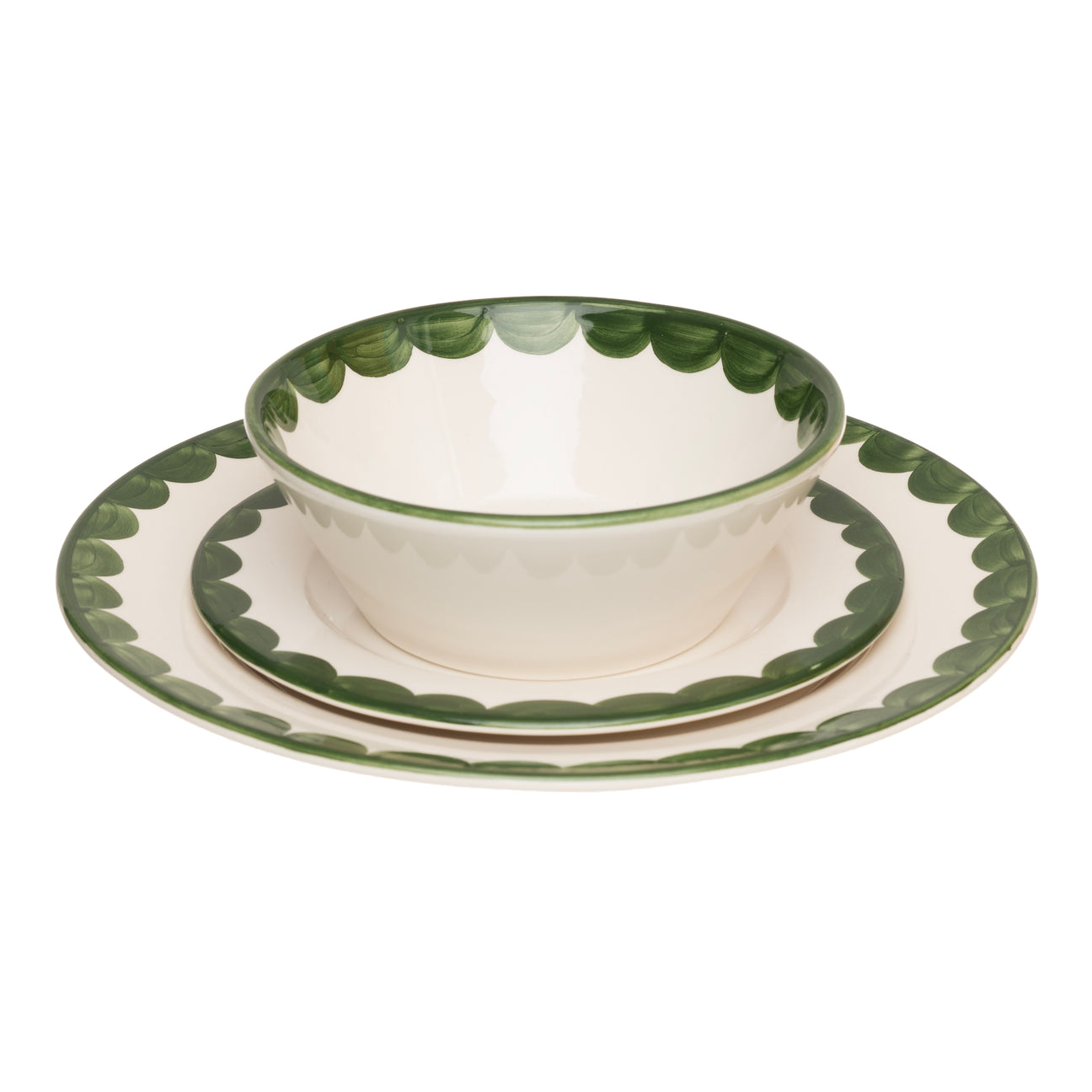 Late Afternoon Green Scallop Side Plate | Hand-painted Dinnerware Sets
