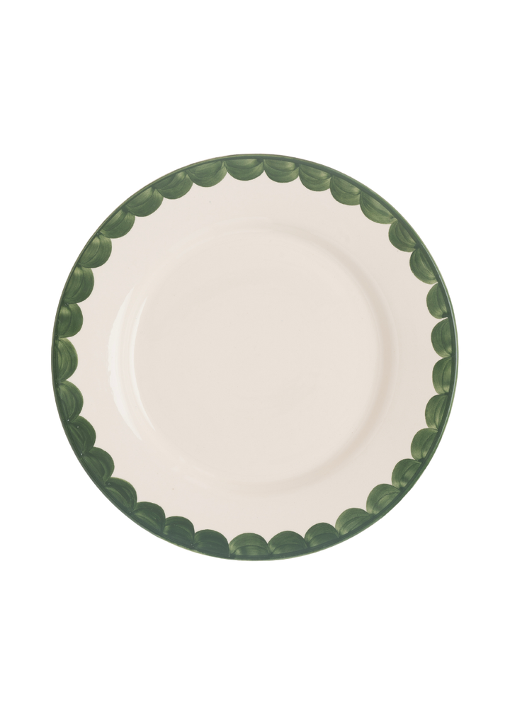 Late Afternoon Green Scallop Dinner Plate | Hand-painted Dinnerware Sets
