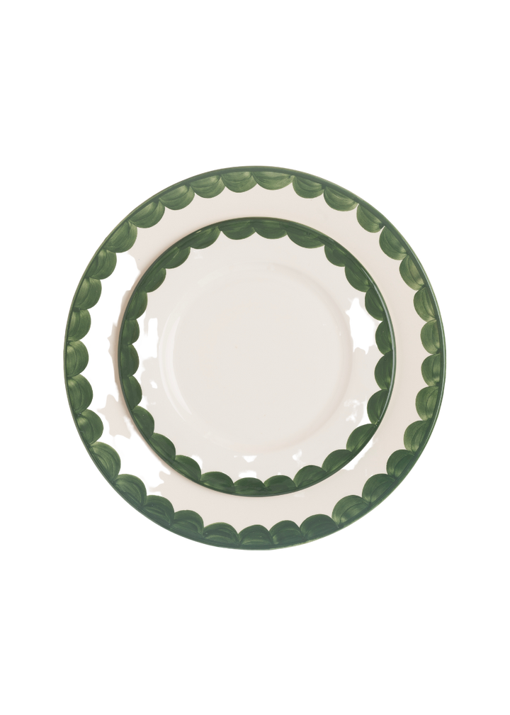 Late Afternoon Green Scallop Dinner Plate | Hand-painted Dinnerware Sets