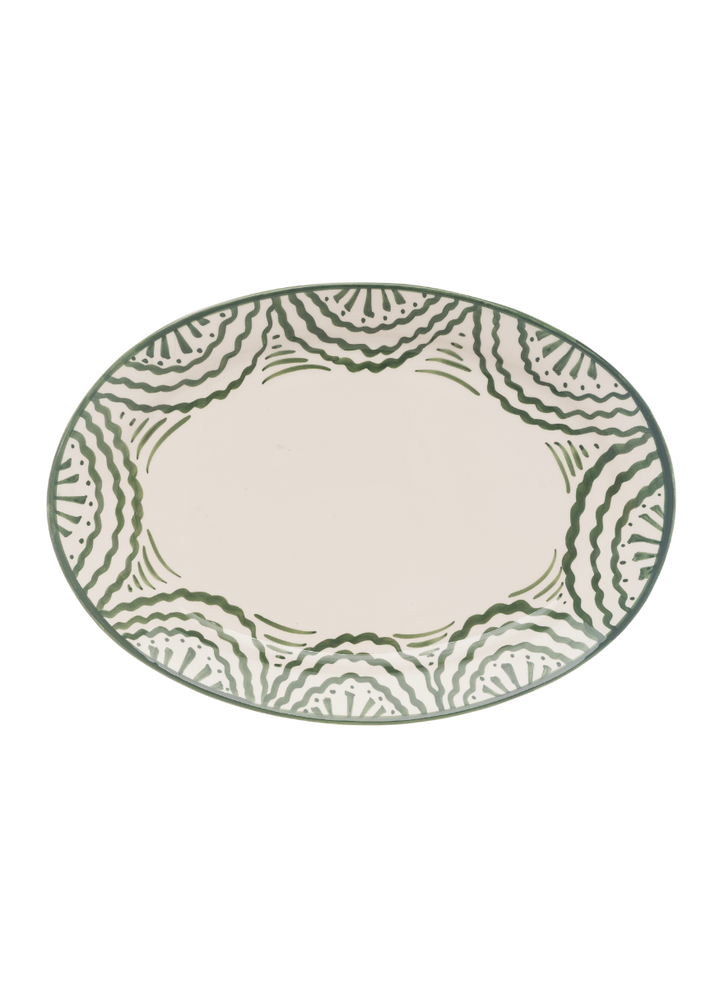 Late Afternoon Large Green Platter | Hand-painted Serveware