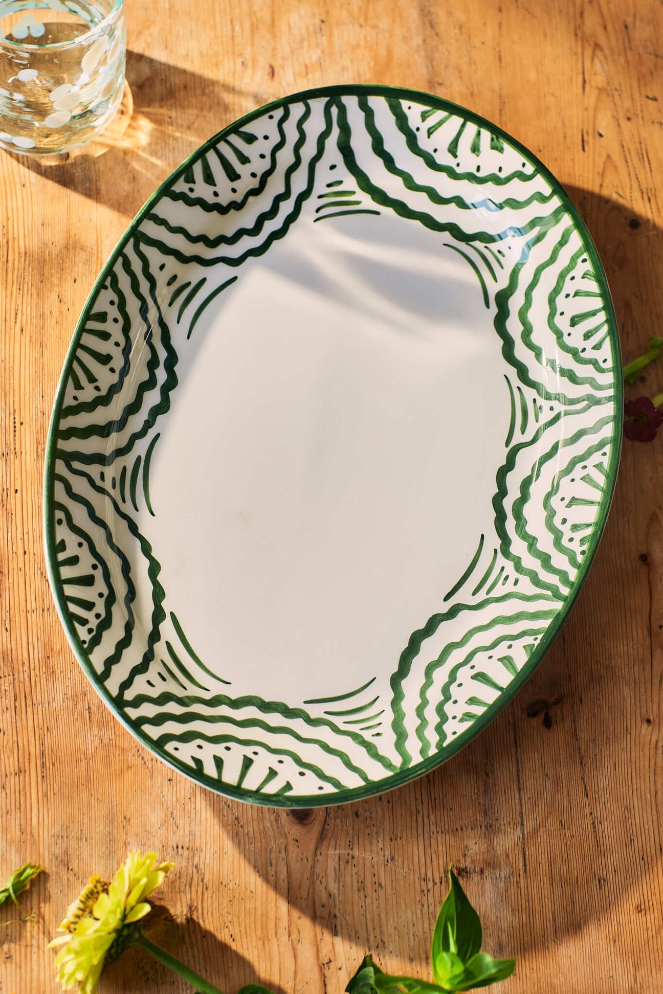 Large Green Platter | Hand-painted Serveware by Late Afternoon