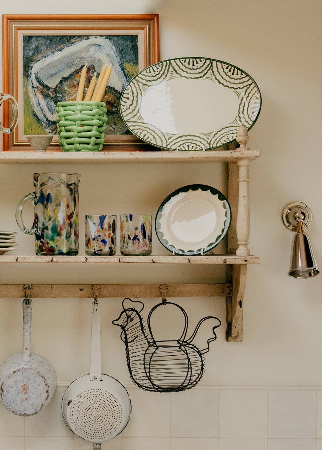 Late Afternoon Large Green Platter | Hand-painted Serveware