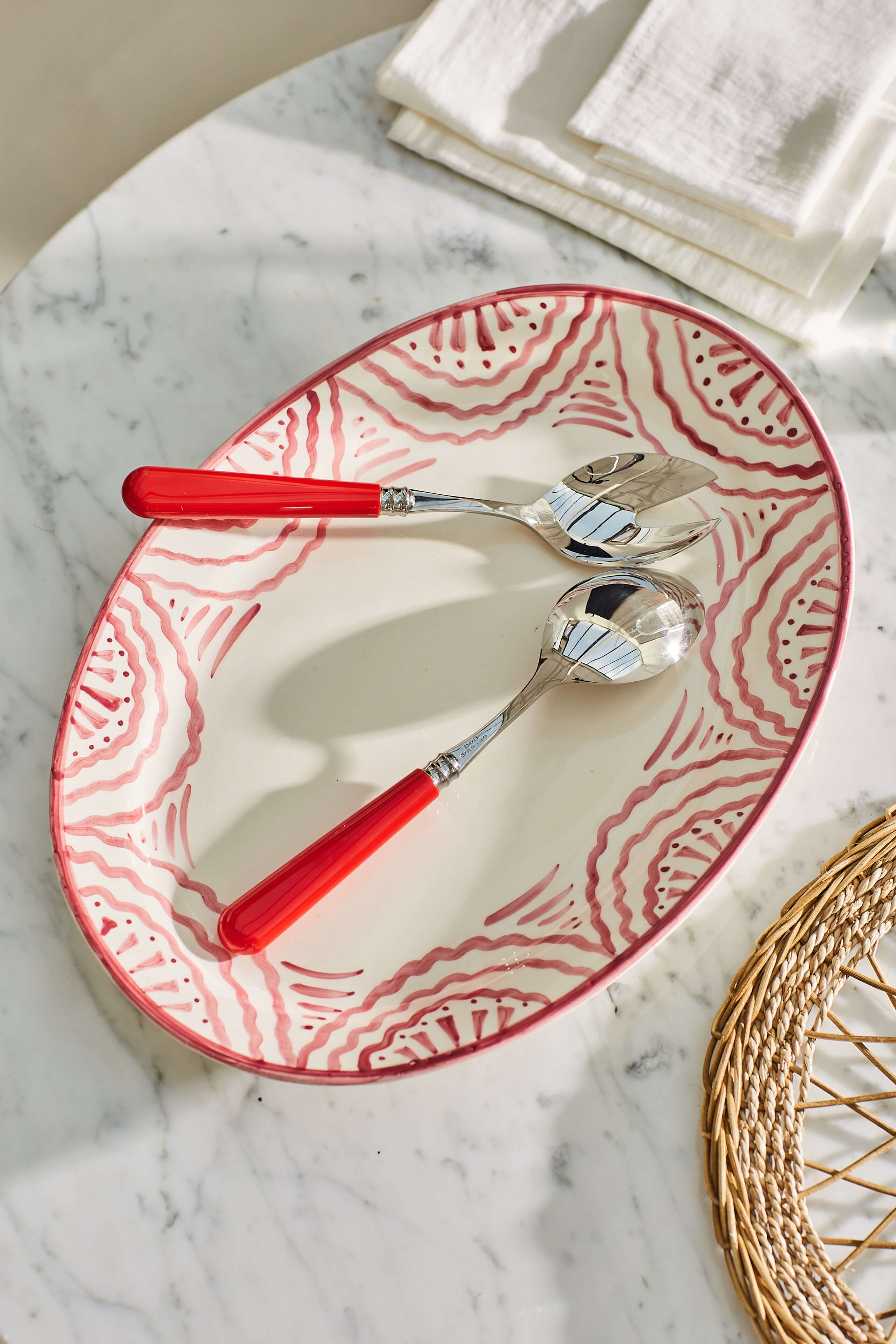 Late Afternoon Large Pink Platter | Hand-painted Serveware