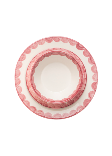 Late Afternoon Pink Scallop Bowl | Hand-painted Dinnerware Sets