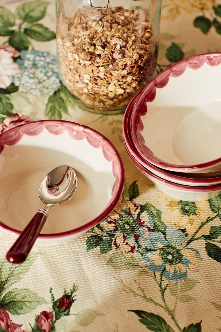 Late Afternoon Pink Scallop Bowl | Hand-painted Dinnerware Sets